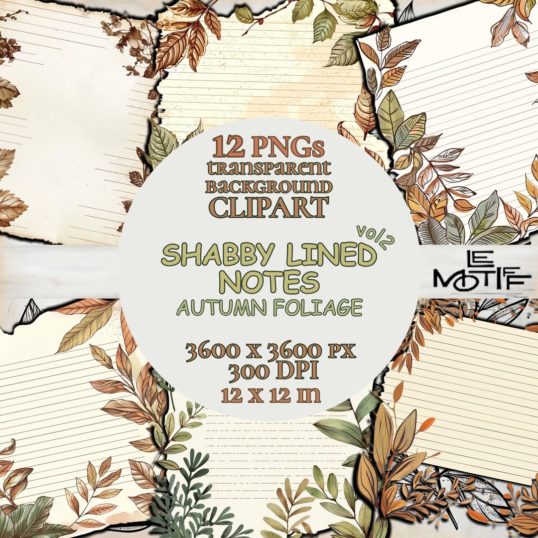 CLIPART Shabby Pages Colorful Leaves Border, Fall Leaves Framed Aged ...