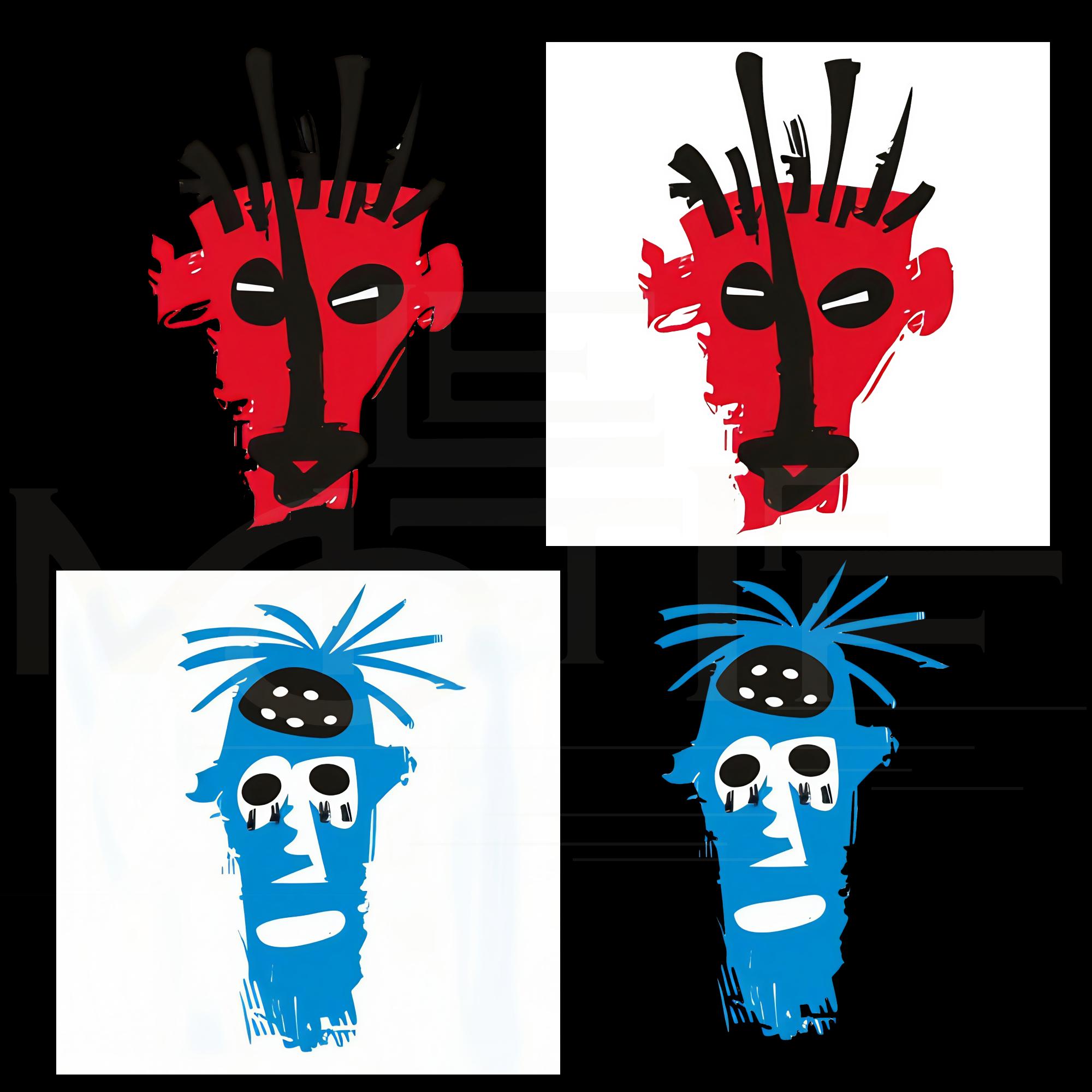 Stylized Faces CLIPART Bundle, 80s Pop Art Cubism Twisted Faces Clip ...