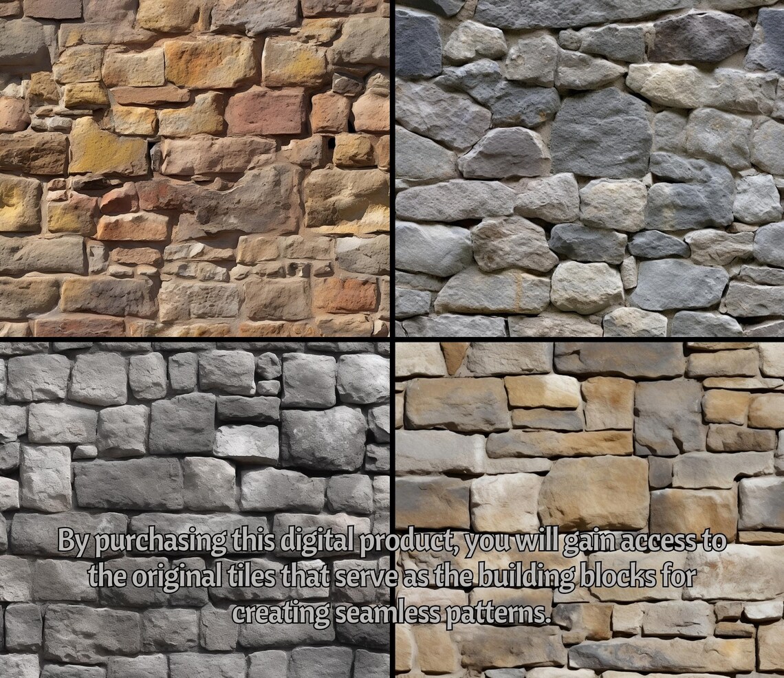 Old Stone & Brick Walls DIGITAL Papers Printable Stones Bricks Textures ...