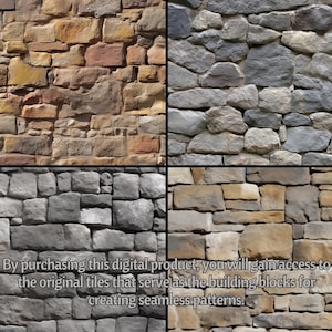 Old Stone & Brick Walls DIGITAL Papers Printable Stones Bricks Textures ...
