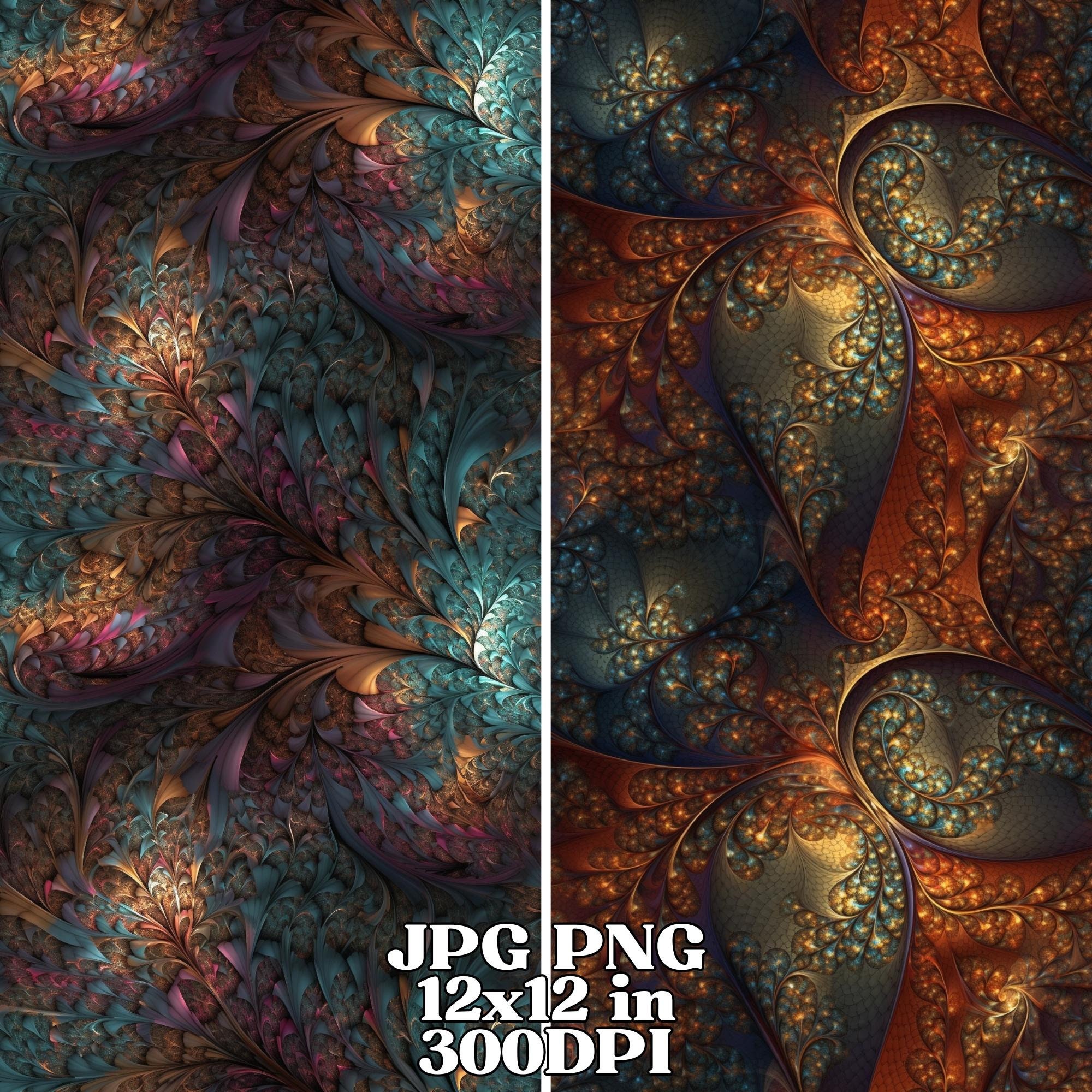 Fractals DIGITAL Papers Pack SEAMLESS Patterns Fractal Bundle ...