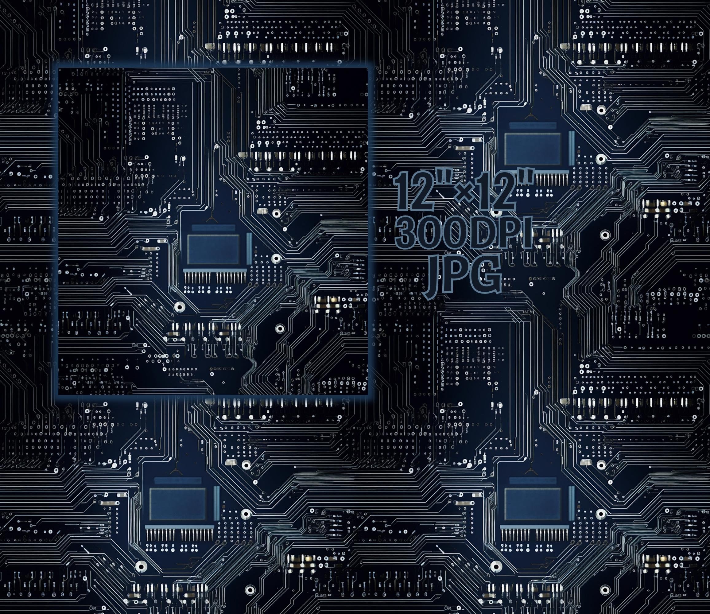 Dark Blue Circuit Board SEAMLESS Patterns Printable Cyber Circuitry DIGITAL Papers Backgrounds ...