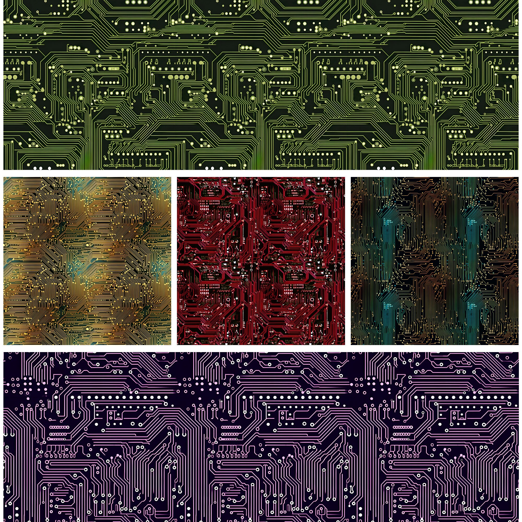 Circuitry Patterns Digital Papers JPG Printable Seamless Circuit Boards ...