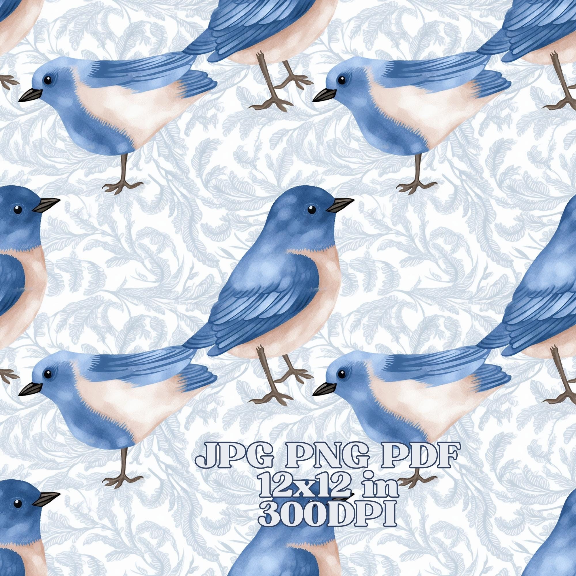 Blue Birds SEAMLESS Patterns Printable Bluebirds DIGITAL Papers ...