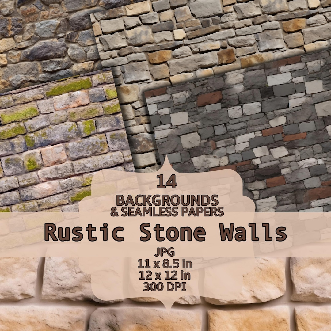 Rustic Stone Wall Texture Backgrounds | Weathered Stones Junk Journal ...