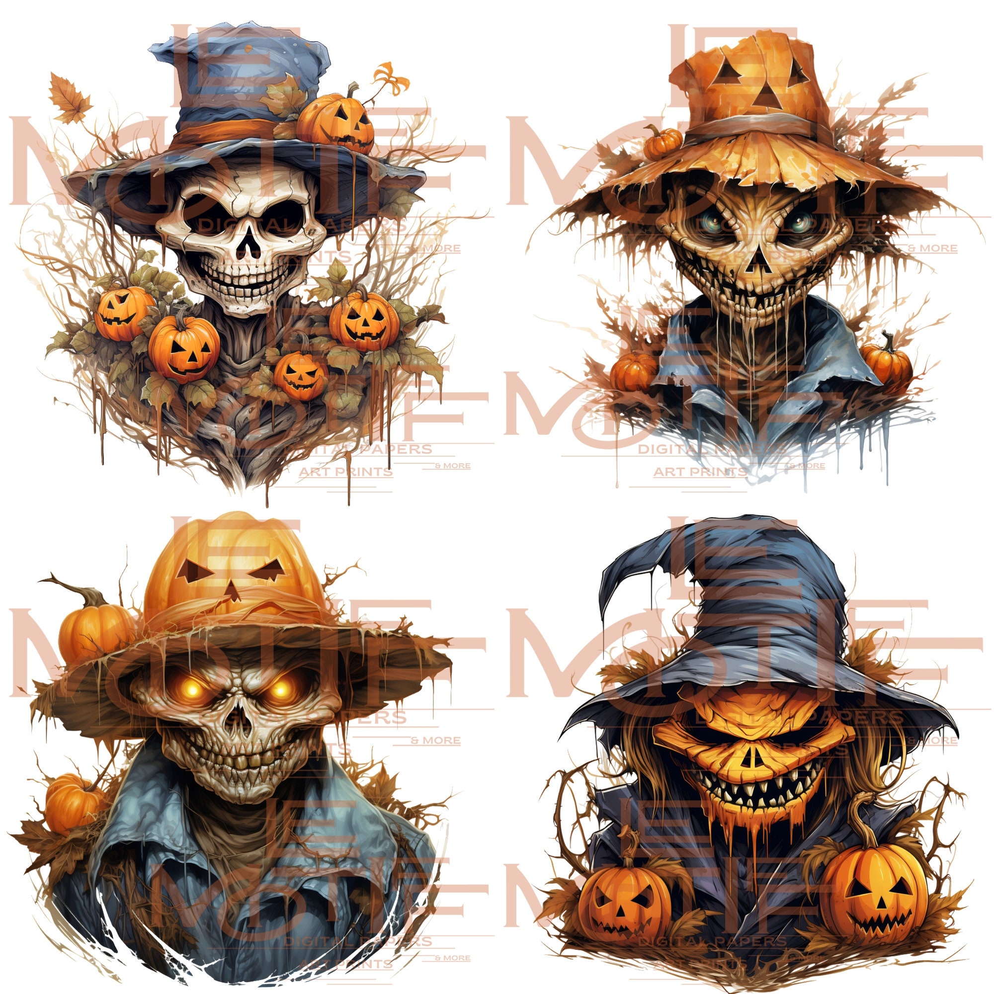 Scarecrow Clipart Bundle PNG Digital Download - Etsy