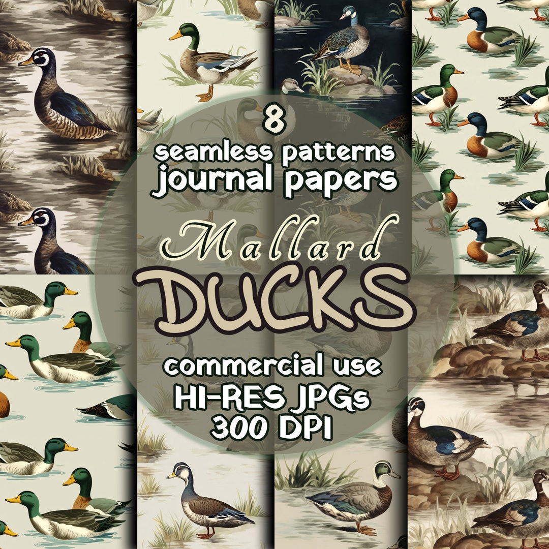 Rustic Wild Ducks DIGITAL Papers Mallard Ducks SEAMLESS Patterns Birds Junk Journal Pages - Etsy