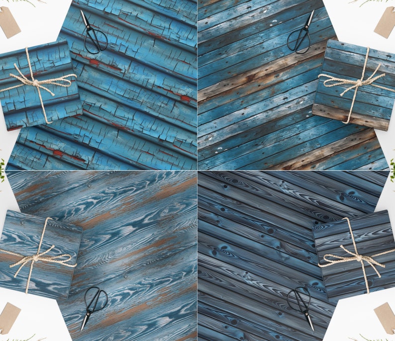 Blue Wood Plank Seamless Patterns, Coastal Digital Paper (3600x3600 Px ...