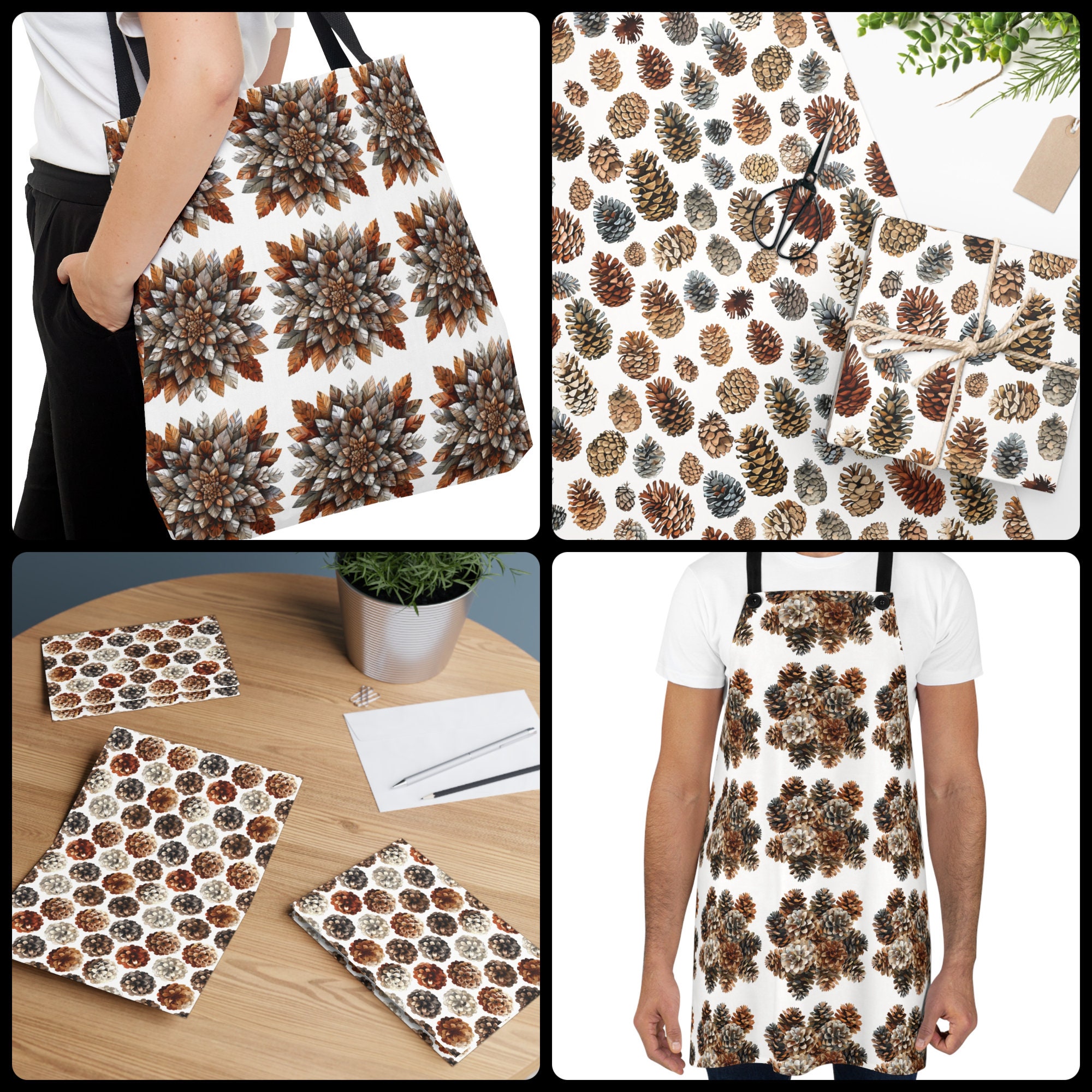 Conifer Cones SEAMLESS Patterns, Pinecones DIGITAL Papers, Conifer ...