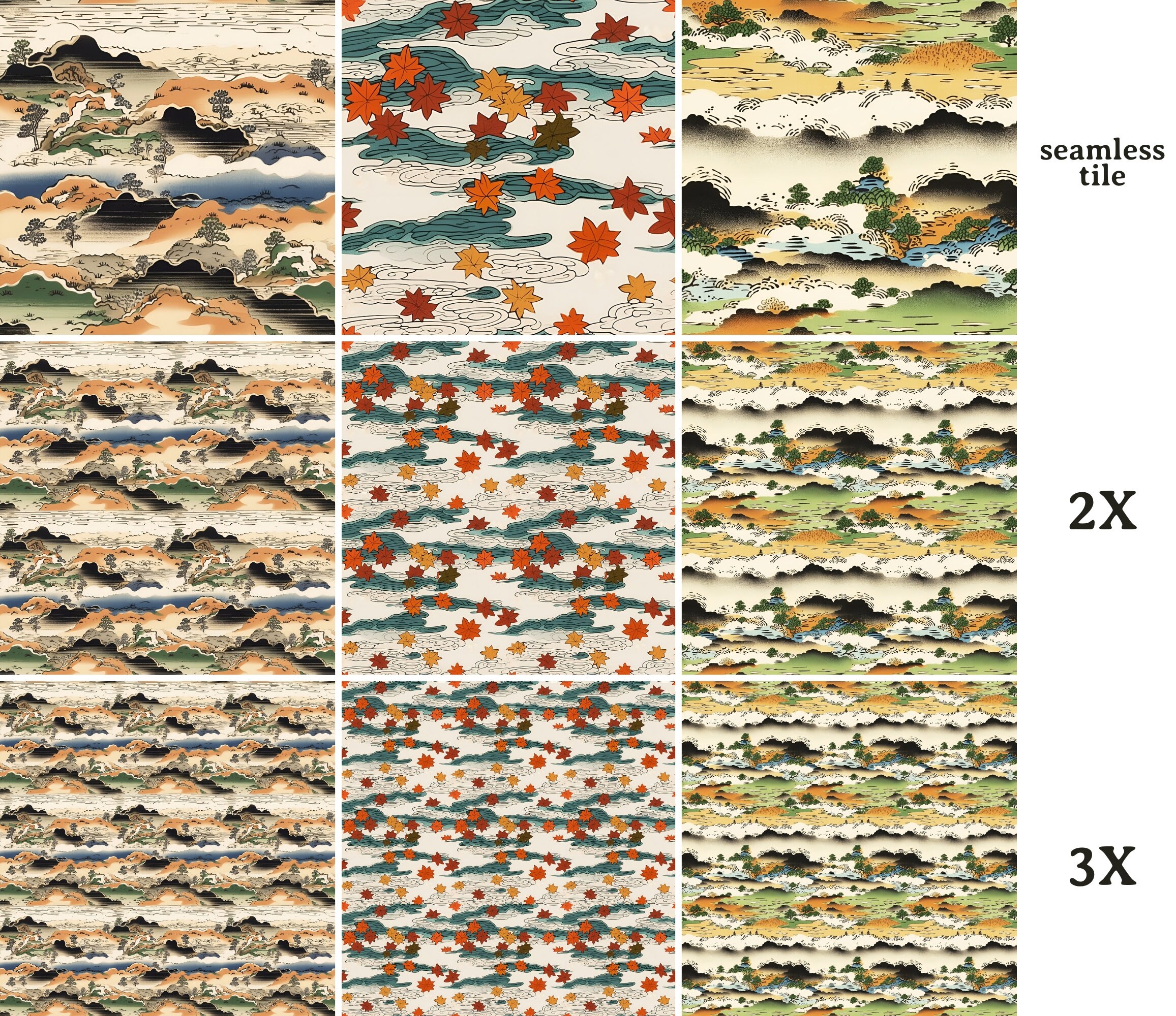 12 Shin Bijutsukai Digital Papers JPG Printable Vintage Japanese Art ...