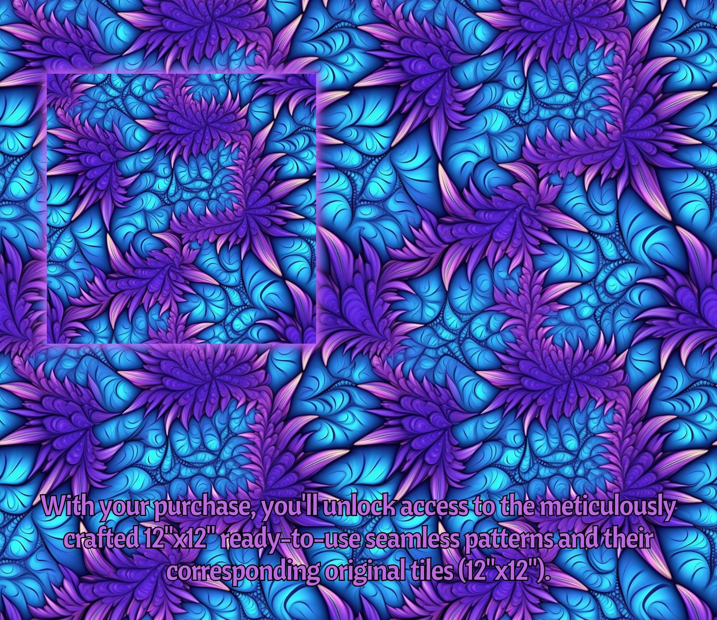 Purple Blue Fractals SEAMLESS Patterns Printable Abstract Geometry ...