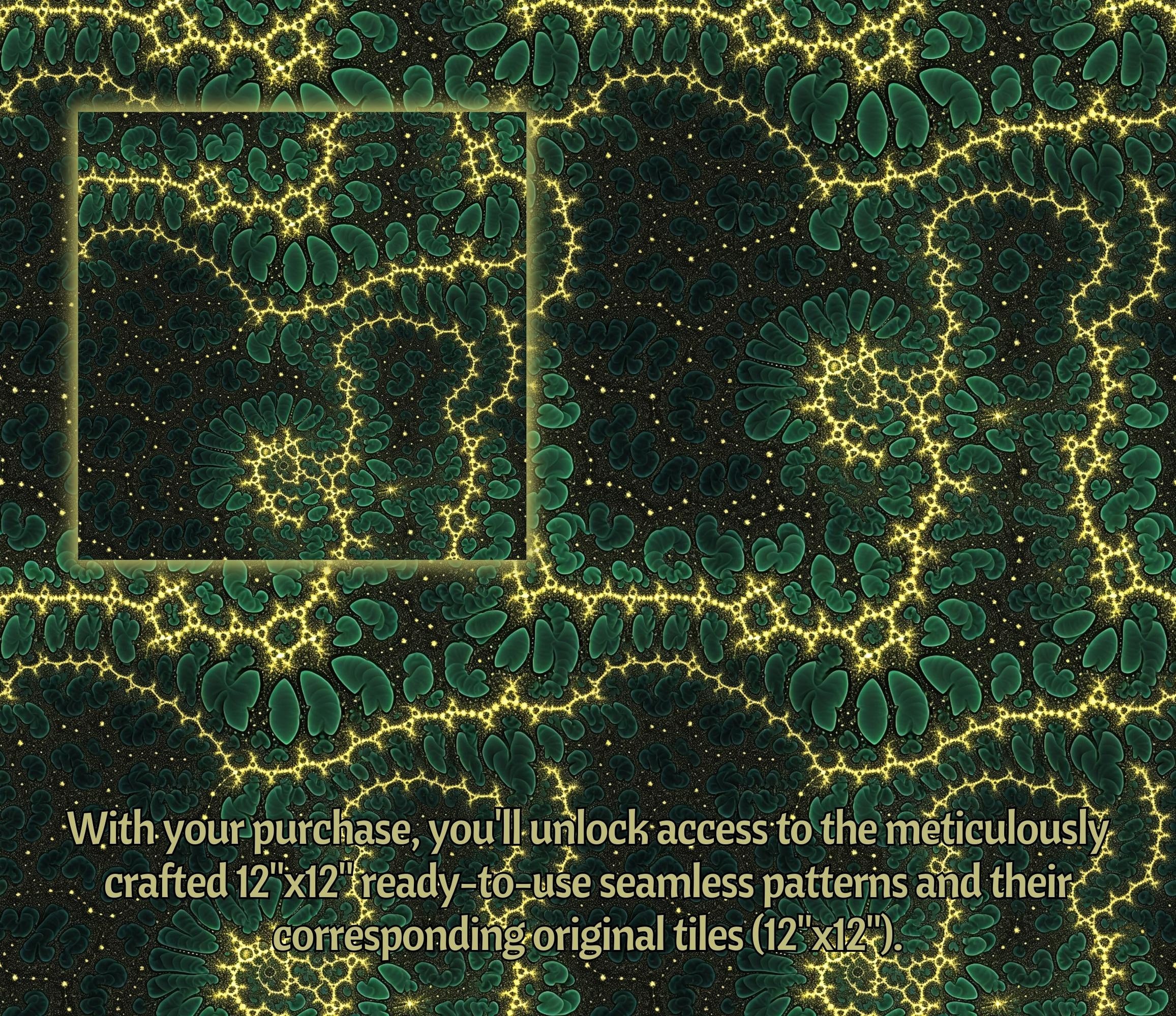 Green Fractals DIGITAL Papers Printable Fractal Geometry SEAMLESS ...