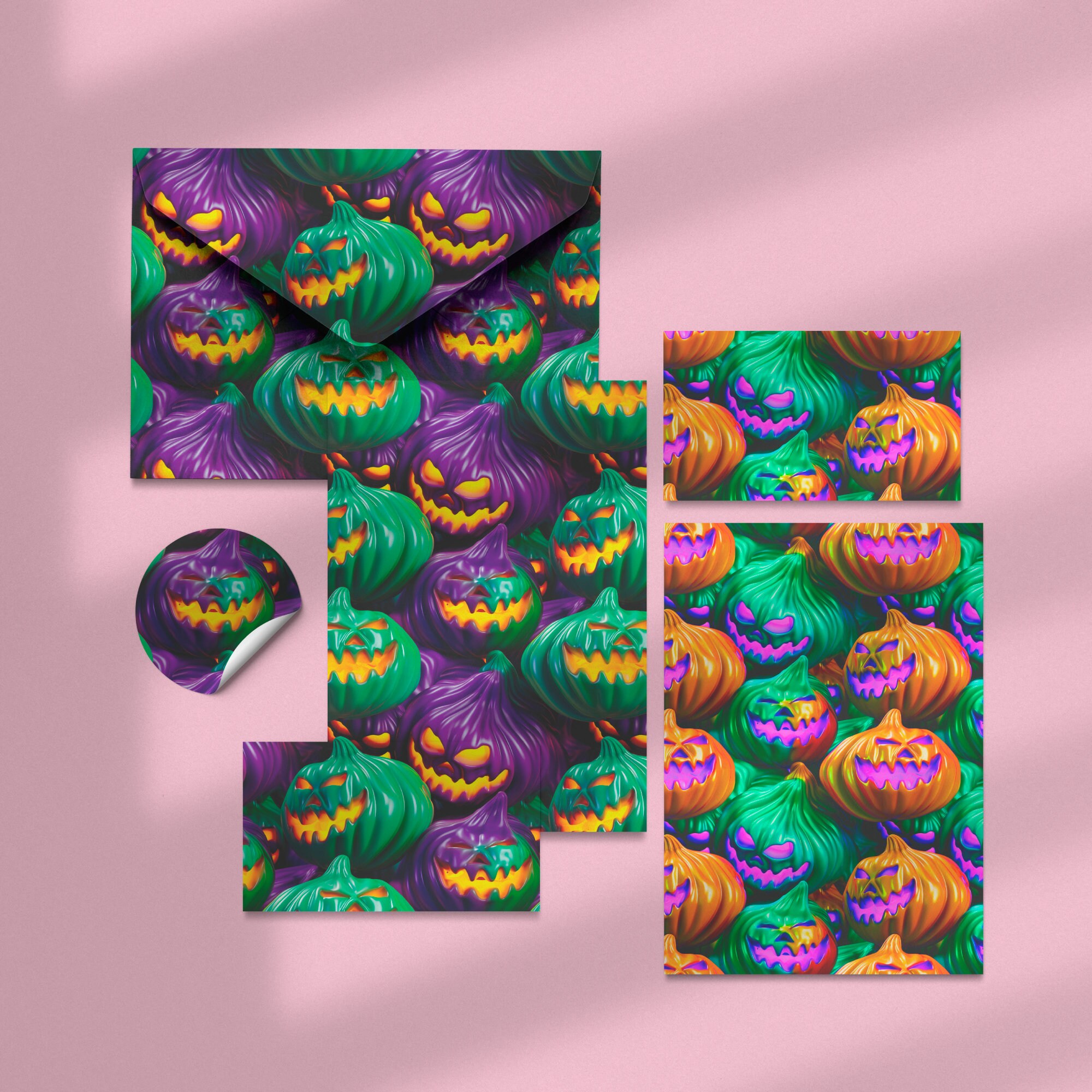 Seamless Jack O Lantern Patterns Printable Halloween Creepy Pumpkins ...