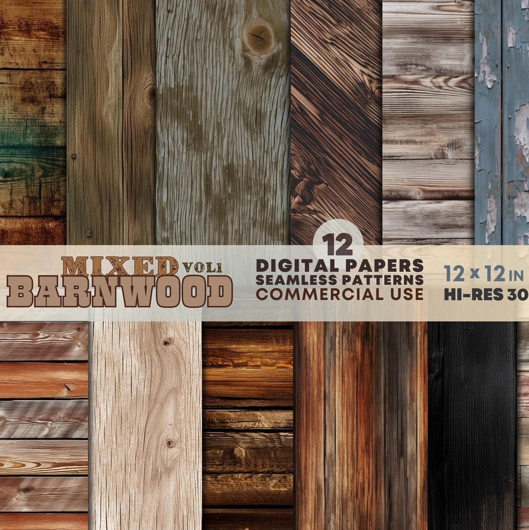 12 Mixed Barnwood Textures Pack Seamless Digital Papers JPG - Etsy