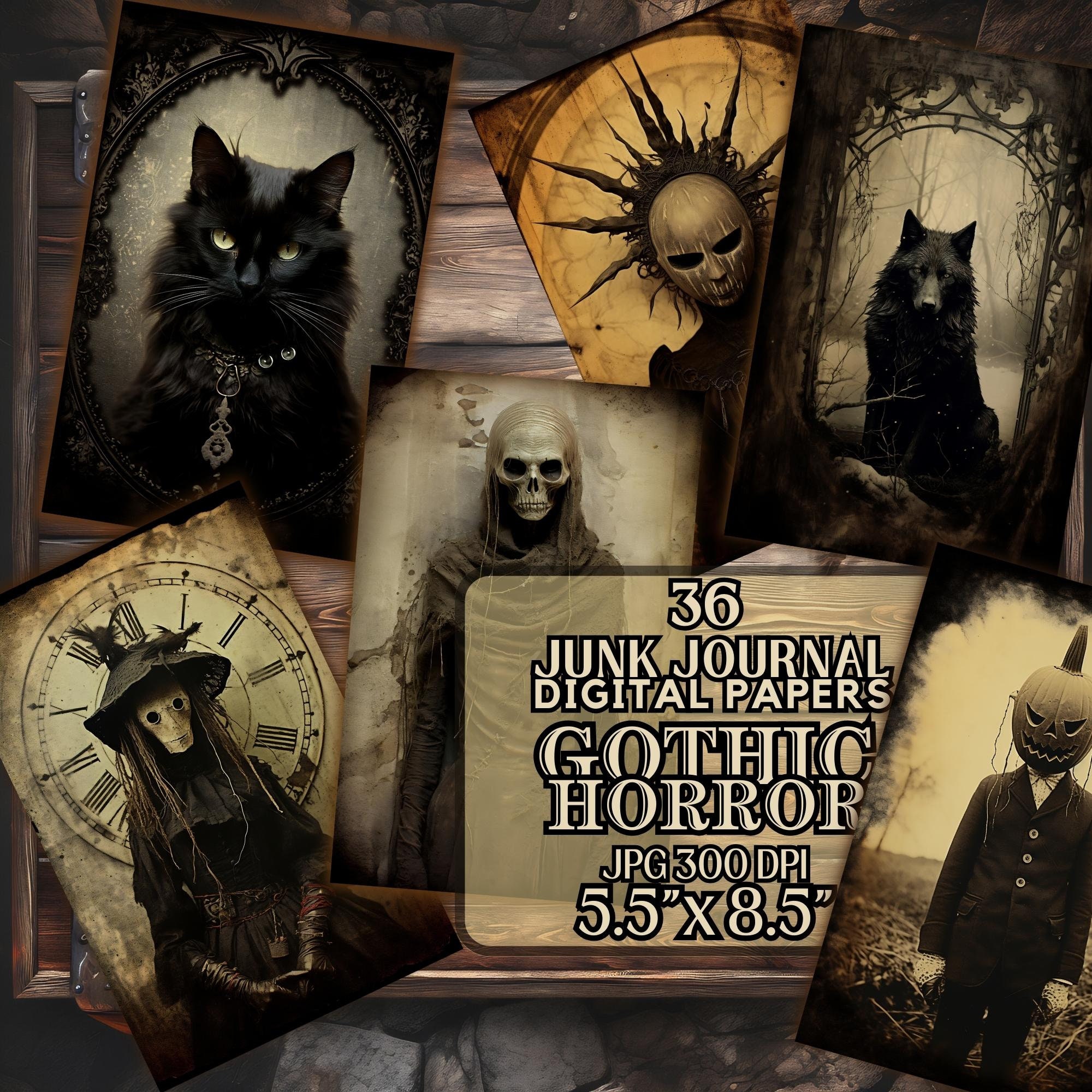 Gothic Horror Junk Journal Pages Printable Halloween Spooky Papers - Etsy