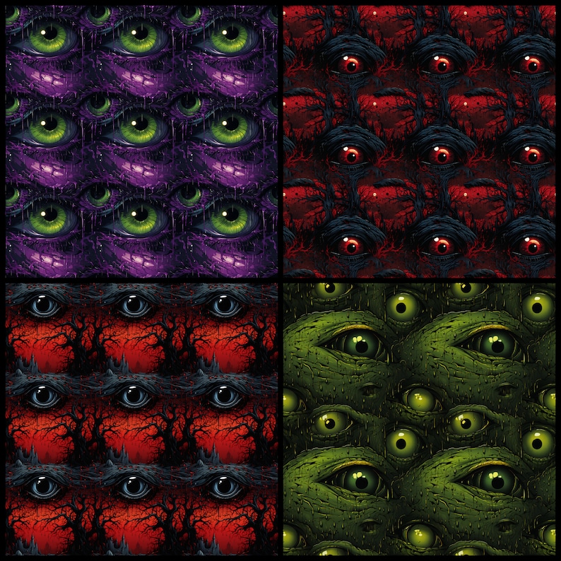 Creepy Eyes SEAMLESS Patterns Printable Halloween Spooky Eyes DIGITAL ...