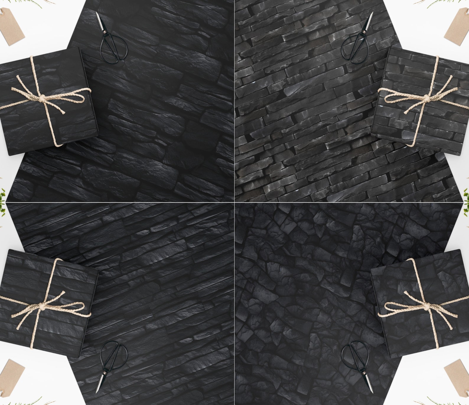 Dramatic Dark Stone / Brick DIGITAL Textures Pack - Black & Gray Gothic ...