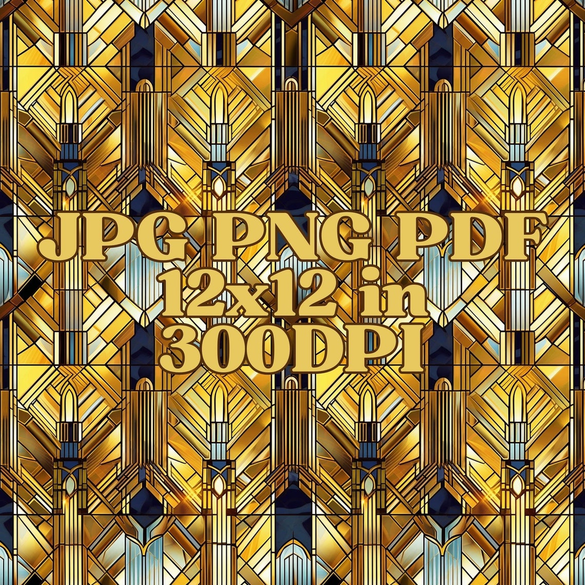 Stained Glass Digital Paper & Seamless Patterns - Golden Luxury Art ...