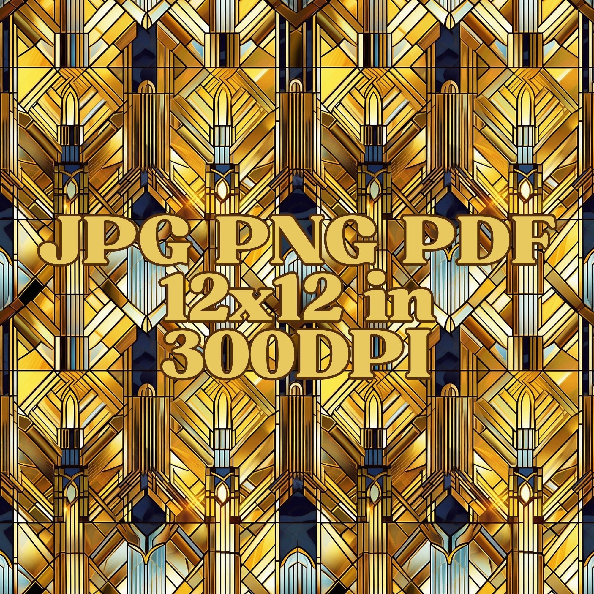 Stained Glass Digital Paper & Seamless Patterns - Golden Luxury Art ...