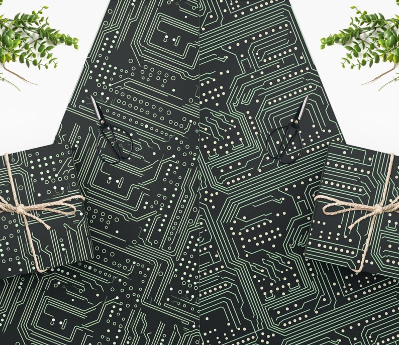 Dark Green Circuit Board SEAMLESS Patterns Printable Circuitry DIGITAL ...
