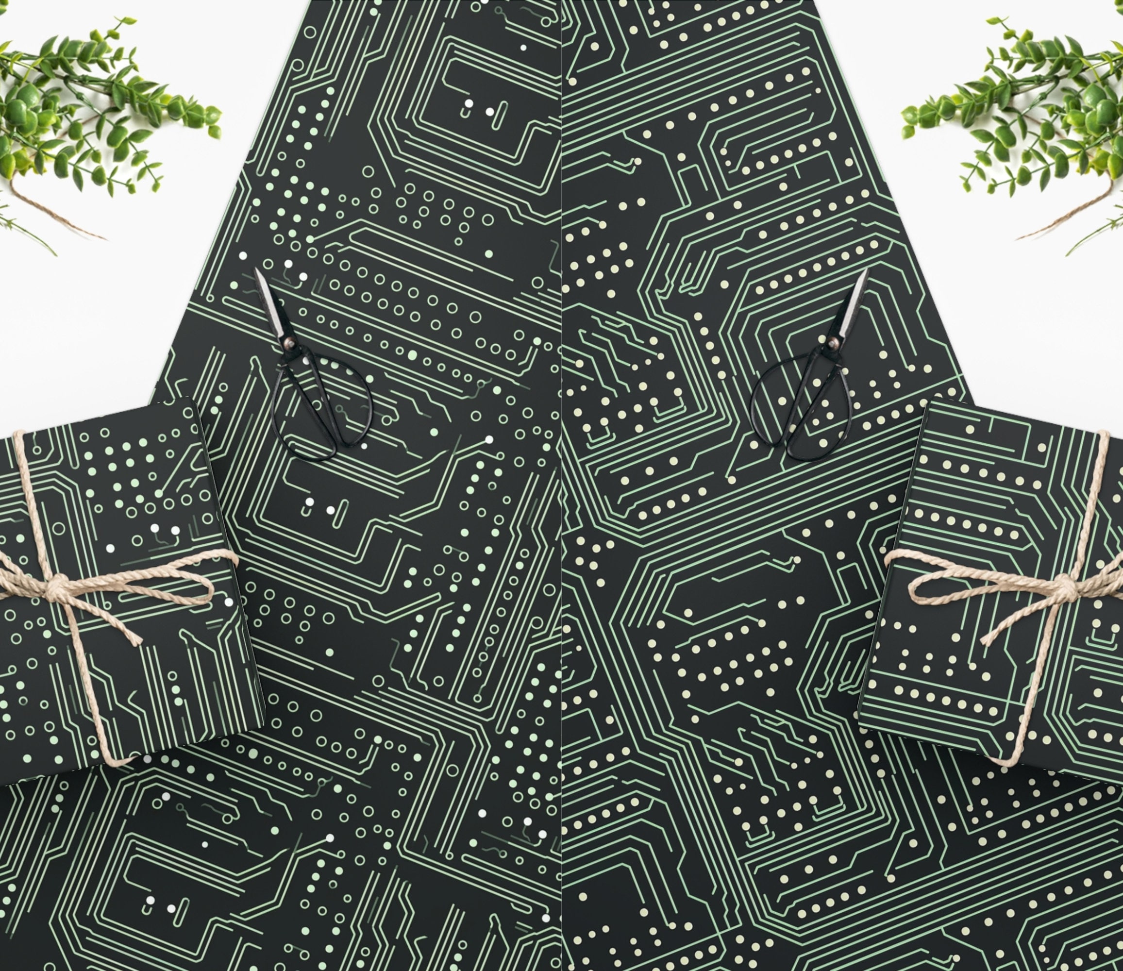 Dark Green Circuit Board SEAMLESS Patterns Printable Circuitry DIGITAL ...