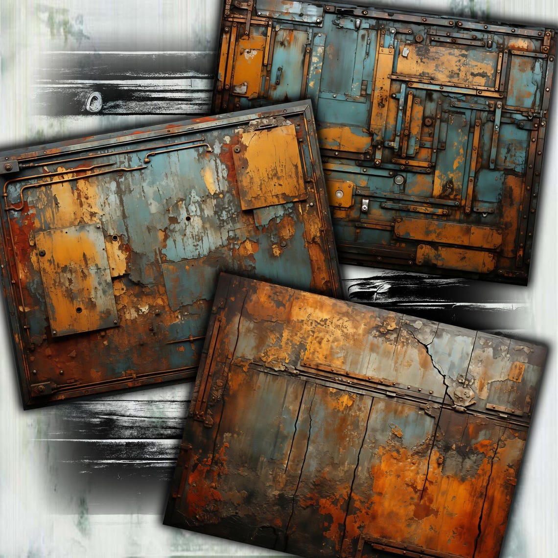 Rusty Metal Sheets Wallpapers | Weathered Metallic Textured DIGITAL ...