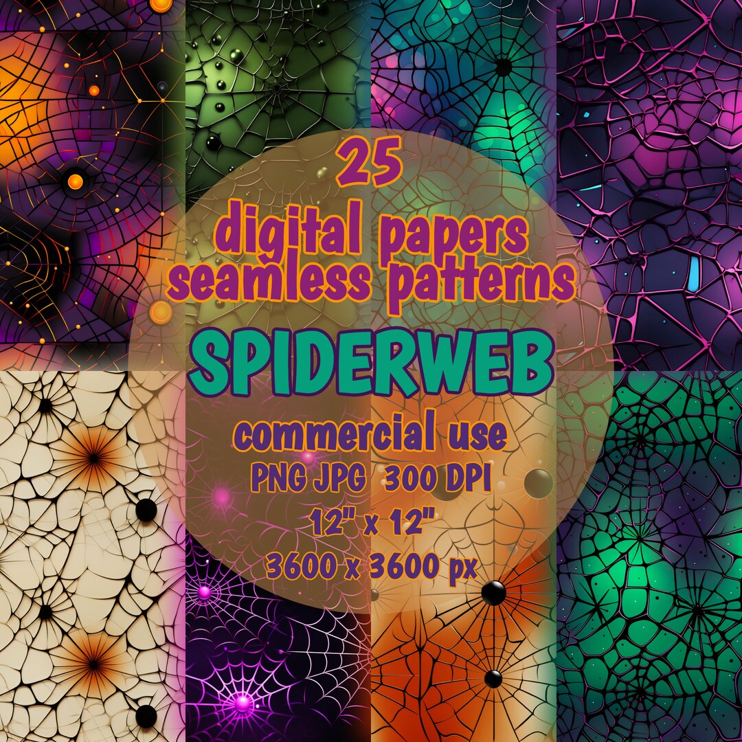 Spiderweb DIGITAL Pattern Set Printable Spider Web SEAMLESS Paper ...