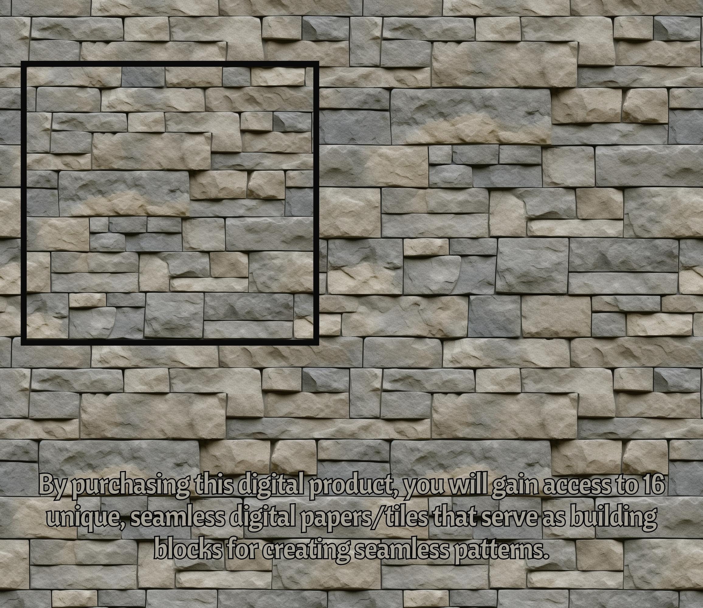 Mixed Stone Walls Arrangements DIGITAL Seamless Patterns - Decorative ...