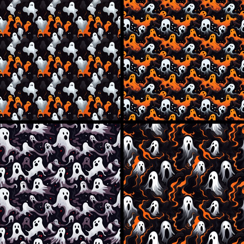Seamless Ghost Pattern Pack Printable Spooky Halloween Ghosts DIGITAL ...