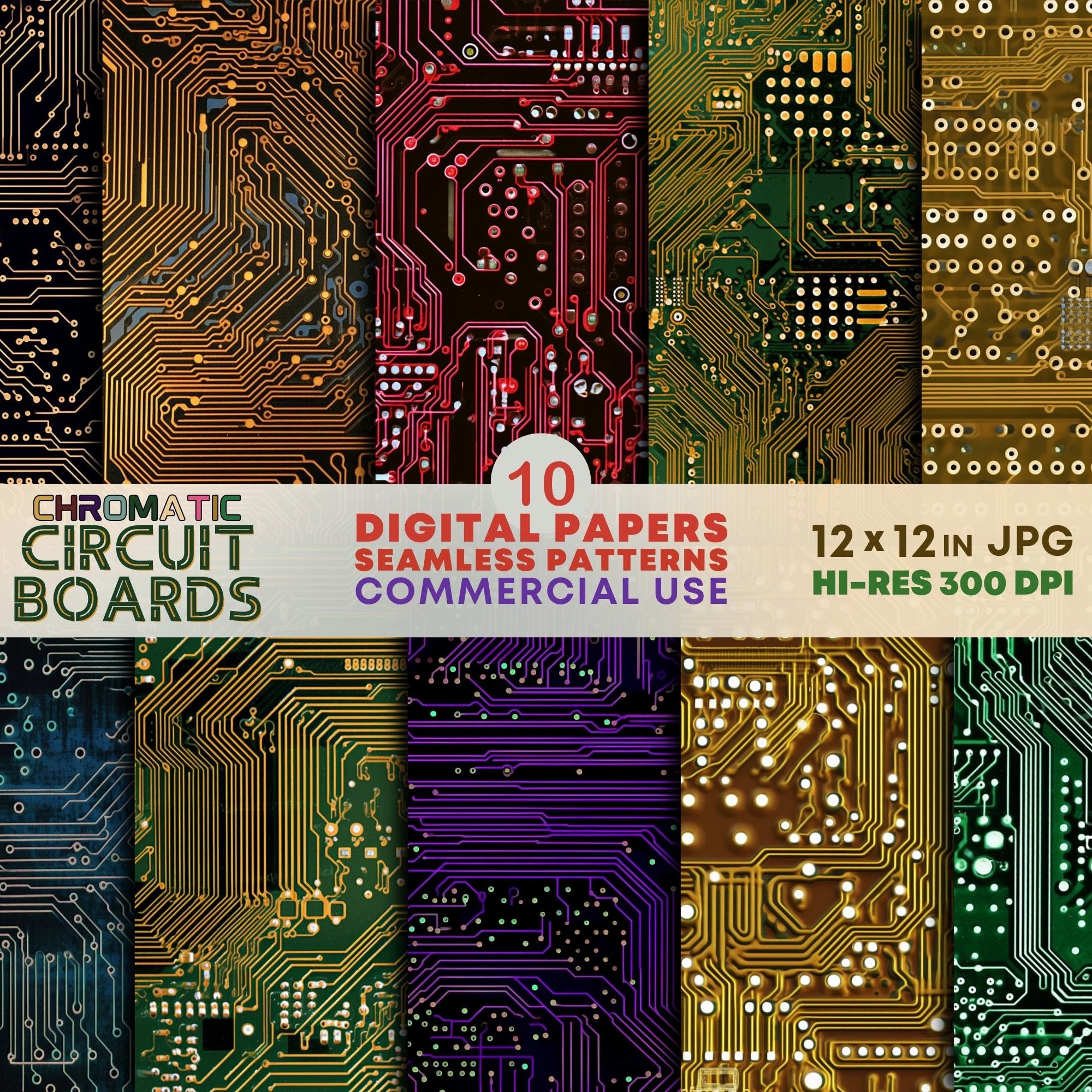Circuit Boards SEAMLESS Patterns Microchip Circuitry Digital Papers ...