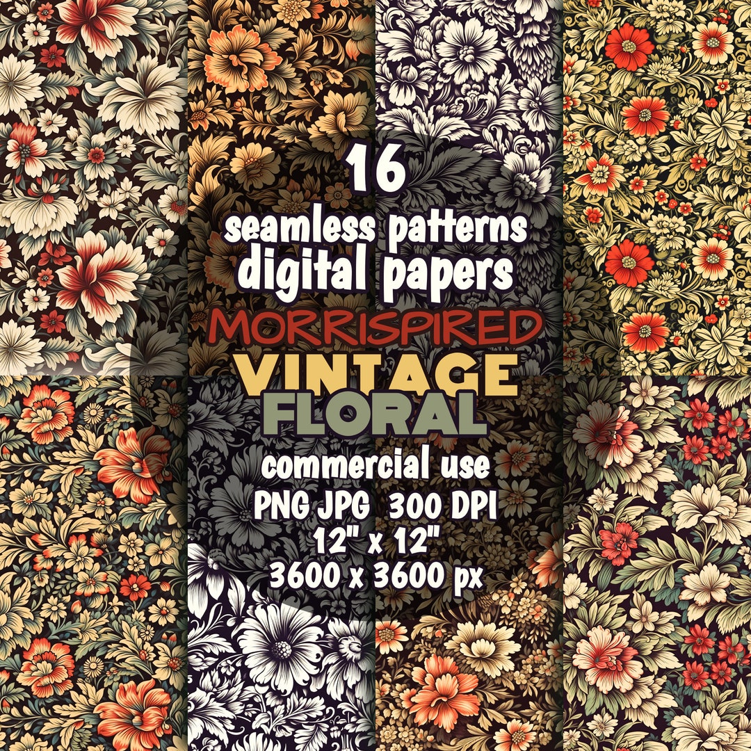 Vintage Floral Digital Papers Printable Victorian Flowers Seamless ...