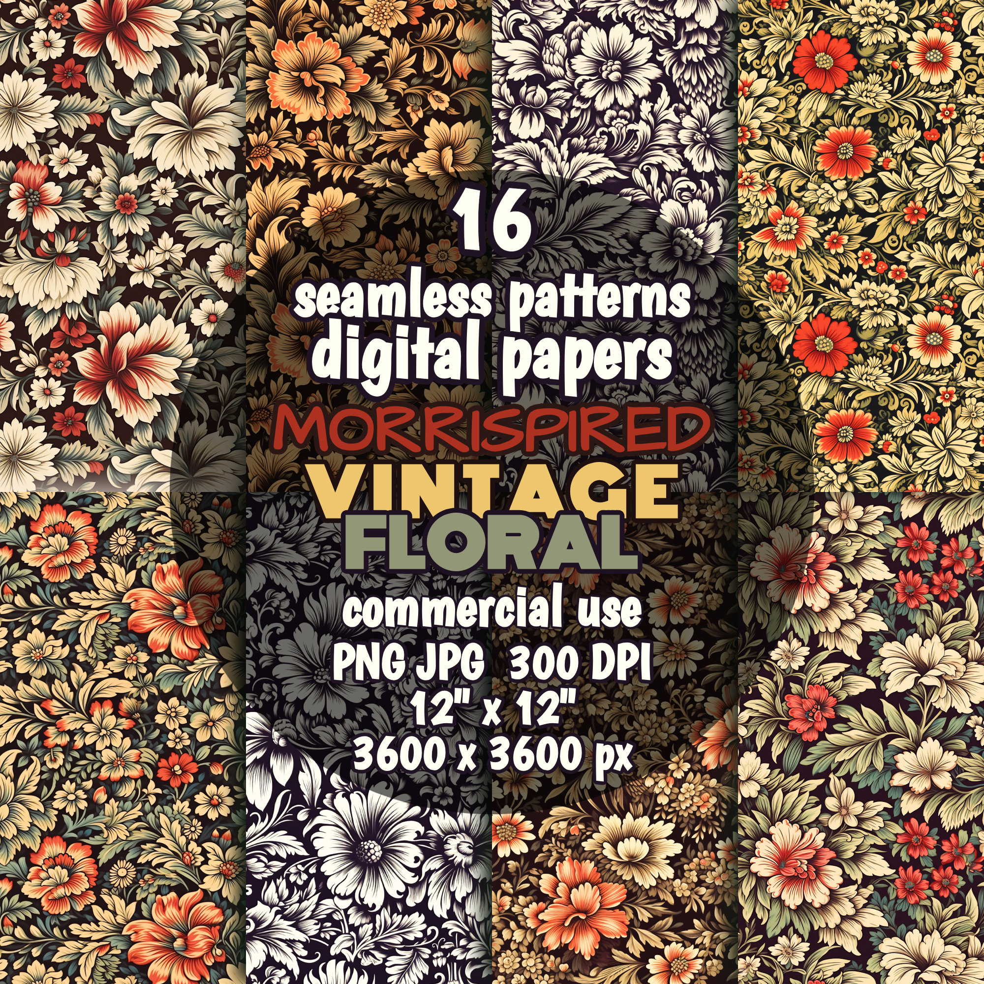 Vintage Floral Digital Papers Printable Victorian Flowers Seamless ...