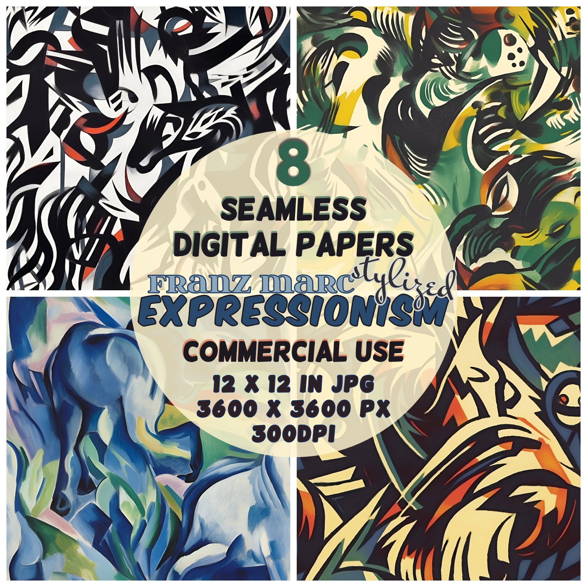 Franz Marc DIGITAL Papers Printable Modern Fine Art Expressionism ...
