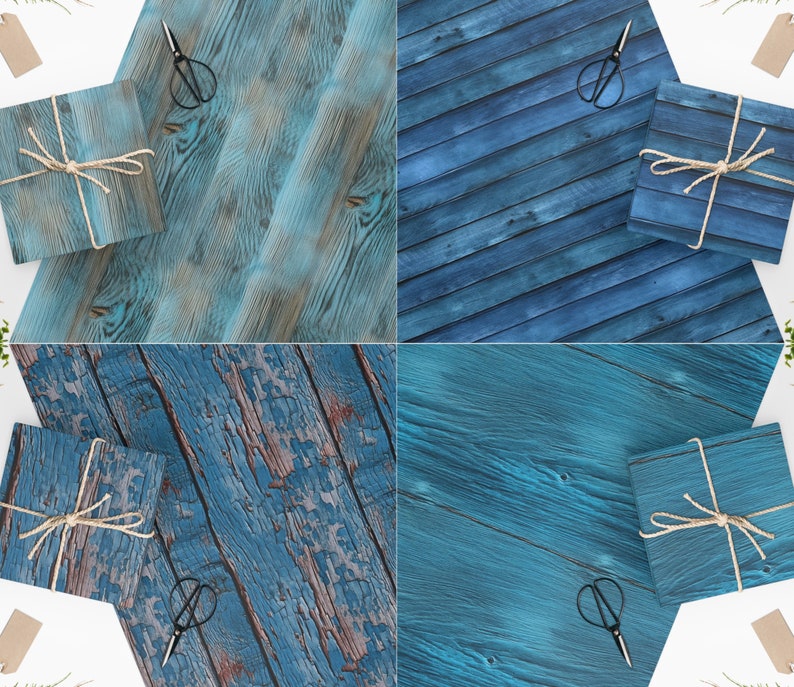 Blue Wood Plank Seamless Patterns, Coastal Digital Paper (3600x3600 Px ...