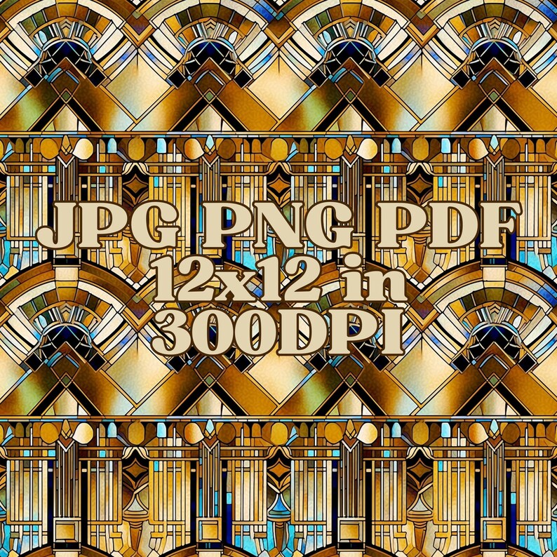 Stained Glass Digital Paper & Seamless Patterns - Golden Luxury Art ...