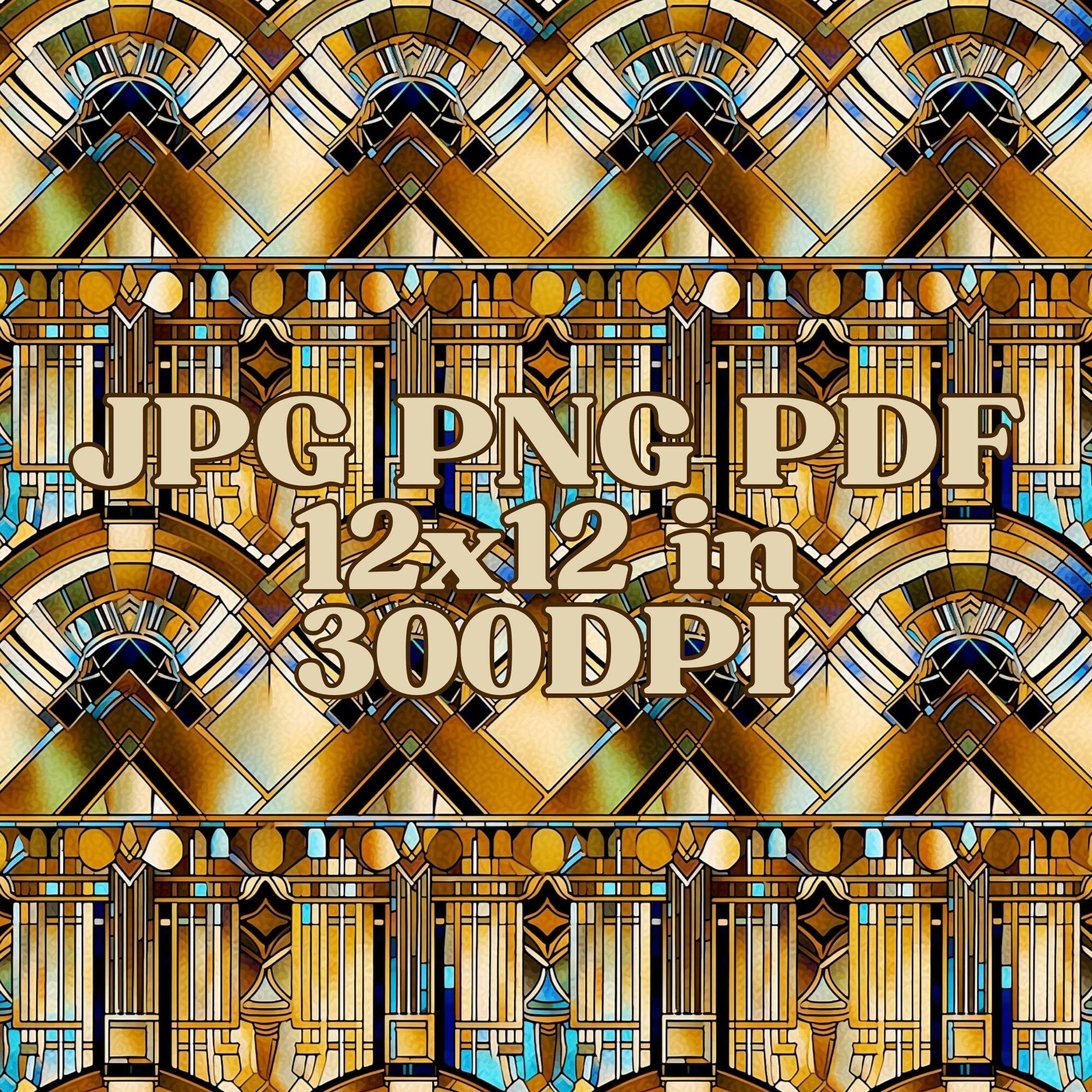 Stained Glass Digital Paper & Seamless Patterns - Golden Luxury Art ...