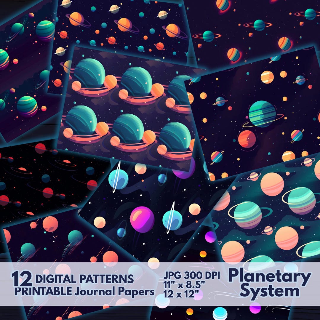 Solar System DIGITAL Papers Starry Backgrounds Planets SEAMLESS ...