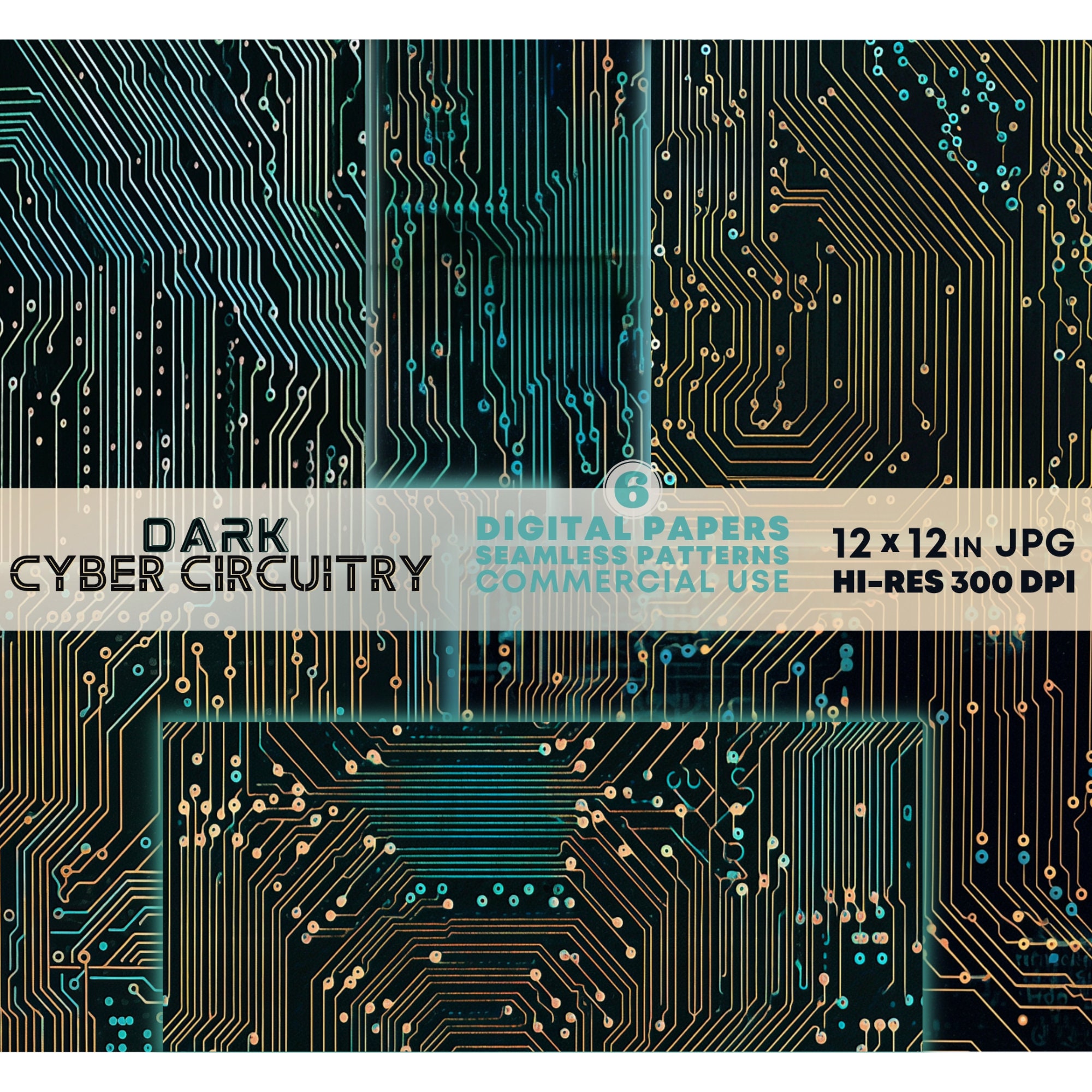 Dark Cyber Circuitry SEAMLESS Papers Printable Black Circuit Boards ...