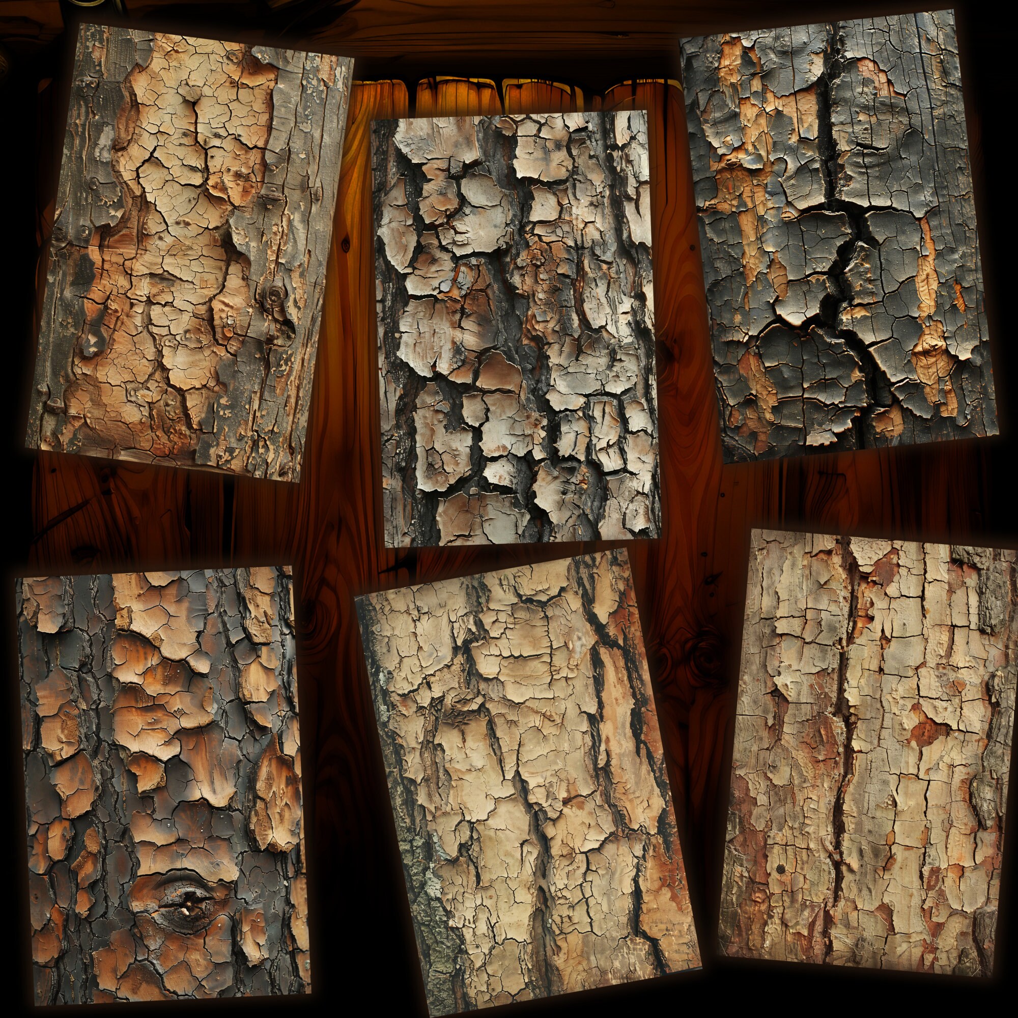 Tree Bark Digital Paper, Wood Texture Prints, Ephemera Set (digital ...
