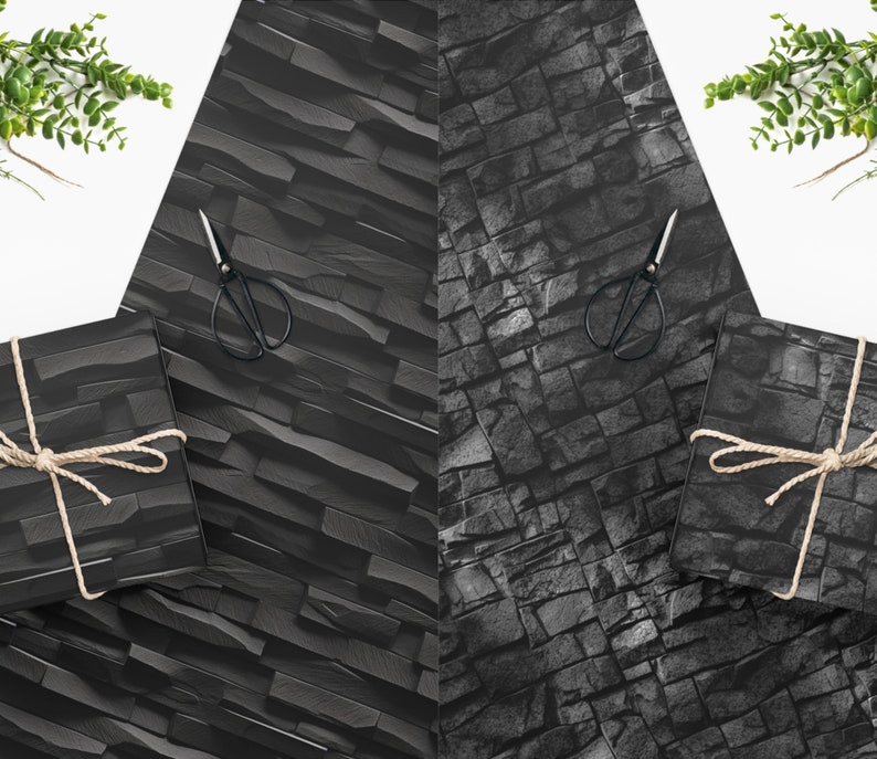 Black Brick & Stone Wall Textures SEAMLESS Patterns Printable DIGITAL ...