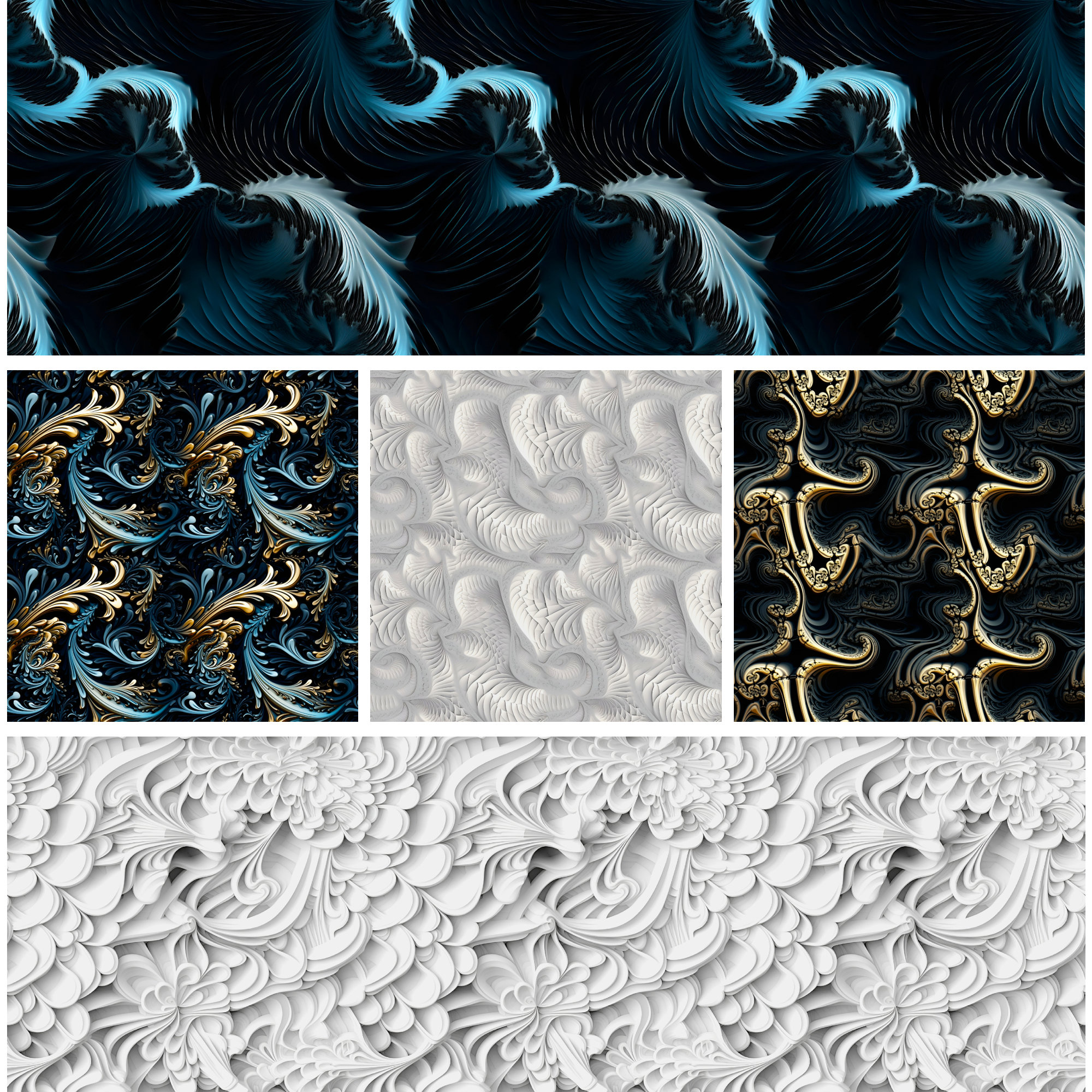 Embossed Fractals Digital Papers JPG Printable 3D Seamless Fractal ...