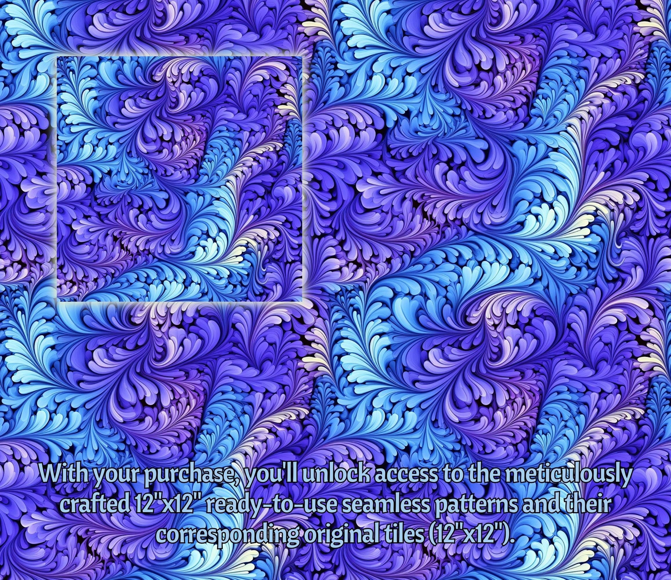 Purple Blue Fractals SEAMLESS Patterns Printable Abstract Geometry ...