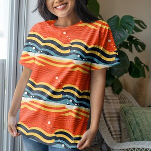 Retro Waves & Clouds Digital Papers JPG Printable Retro Wavy Abstract ...