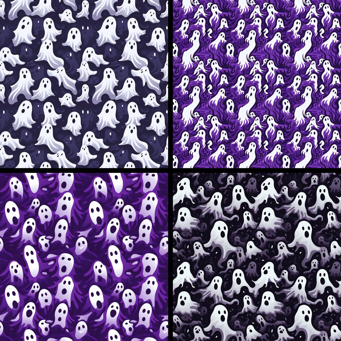 Seamless Ghost Pattern Pack Printable Spooky Halloween Ghosts DIGITAL ...