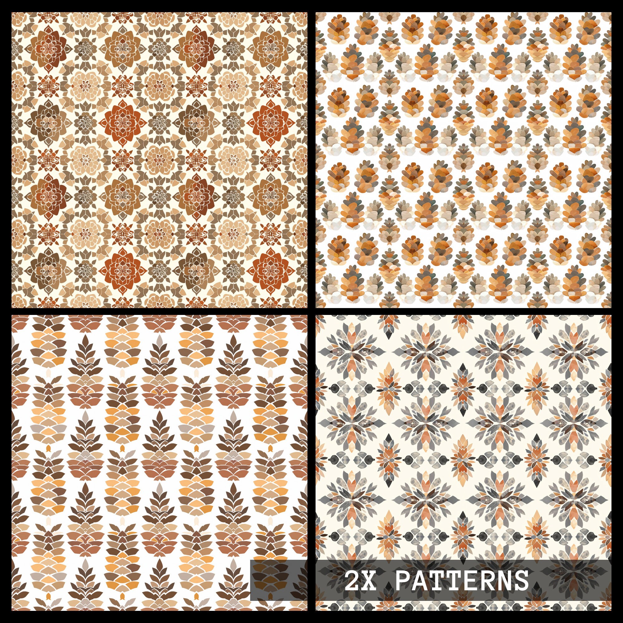 Conifer Cones SEAMLESS Patterns, Pinecones DIGITAL Papers, Conifer ...
