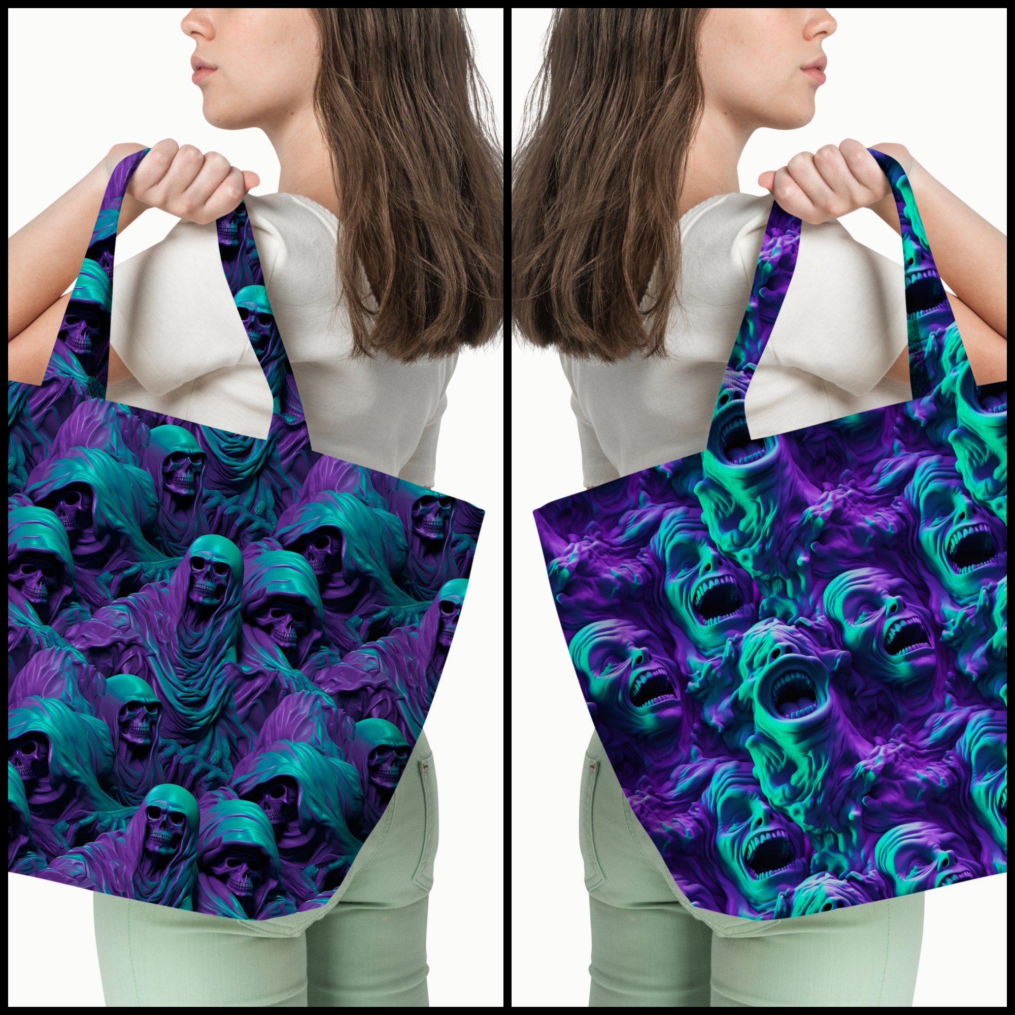 3D Halloween Horror SEAMLESS Patterns Printable Creepy Monsters DIGITAL ...