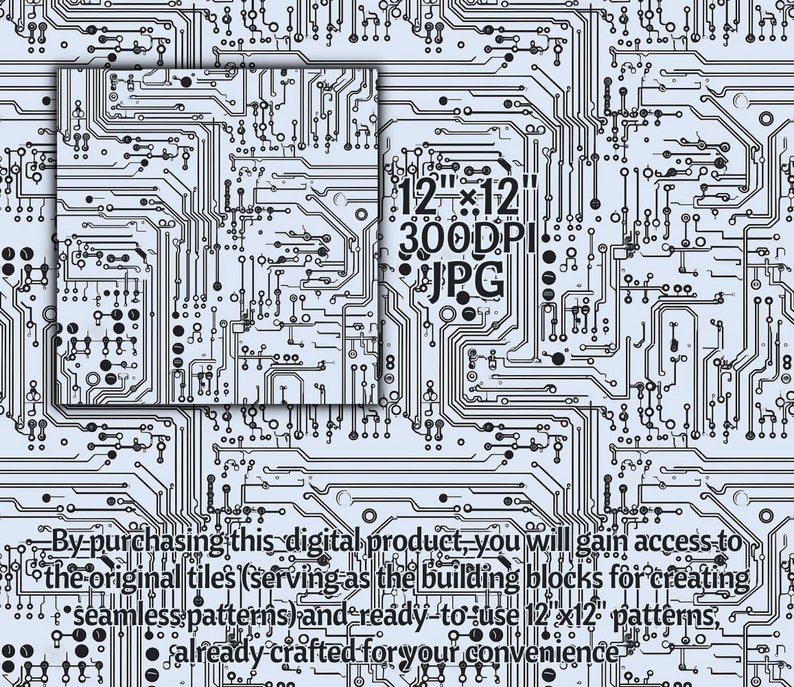 White Circuit Board SEAMLESS Patterns Printable Cyber Circuitry DIGITAL ...