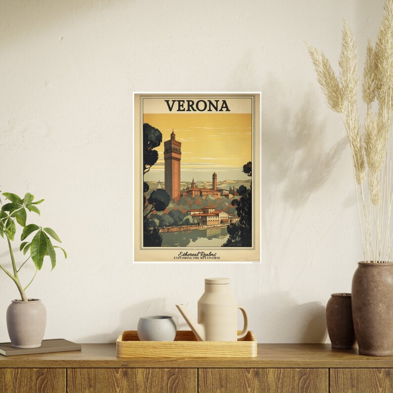 Verona Digital Print JPG PDF Printable Verona Vintage Travel Poster ...