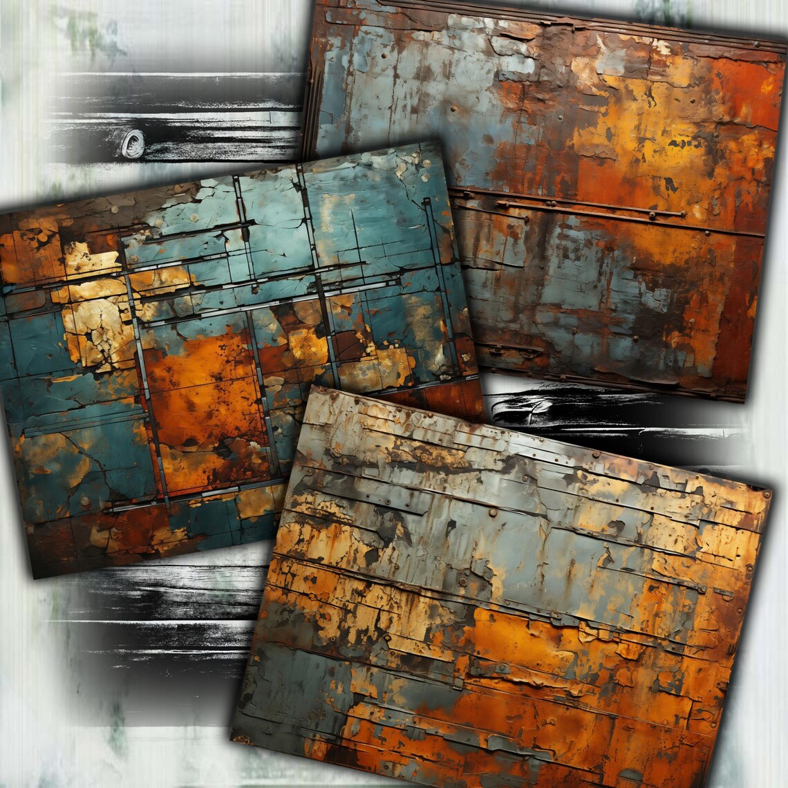 Rusty Metal Sheets Wallpapers | Weathered Metallic Textured DIGITAL ...