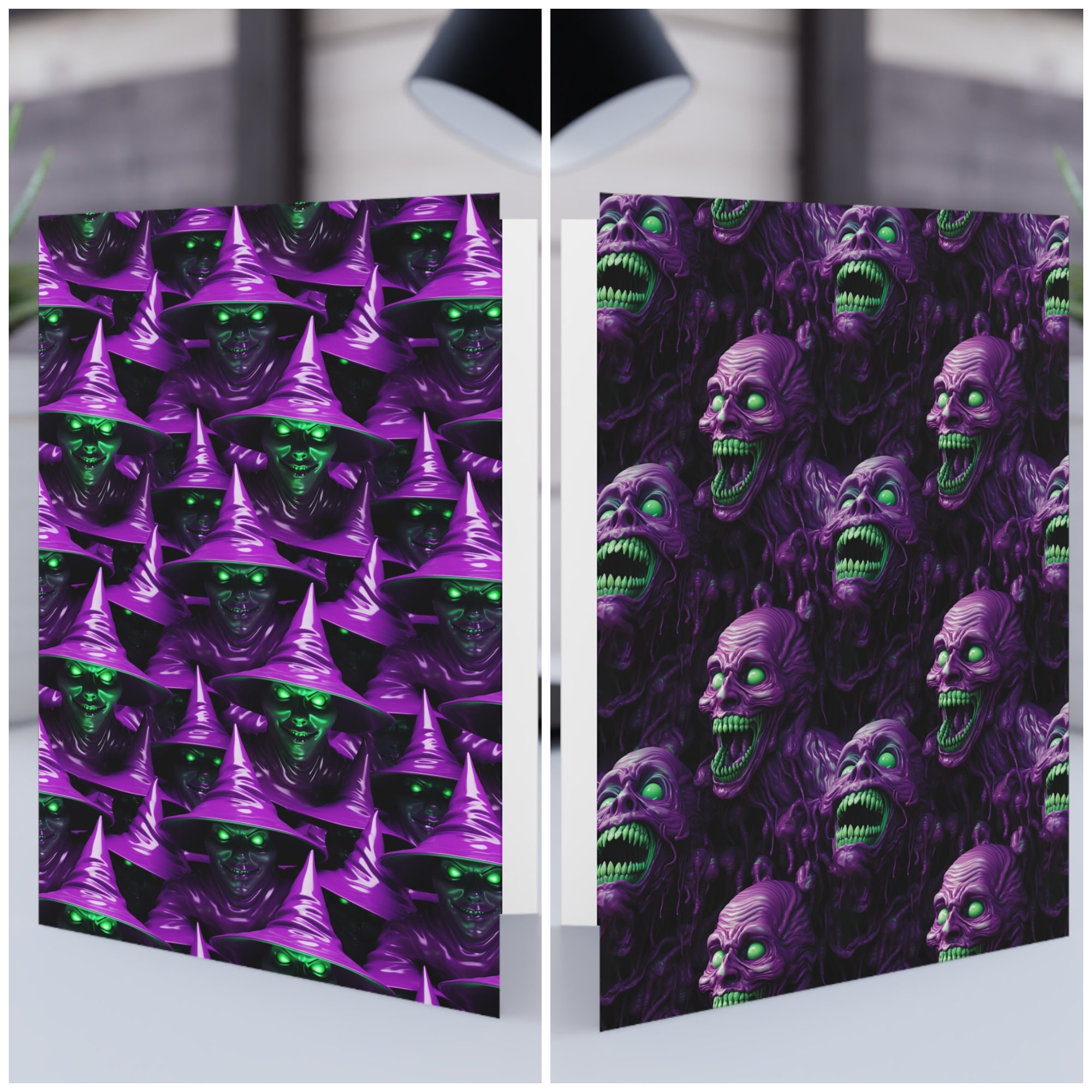 3D Halloween Horror SEAMLESS Patterns Printable Creepy Monsters DIGITAL ...